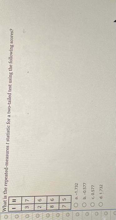 Solved What Is The Repeated Measures T Statistic For A