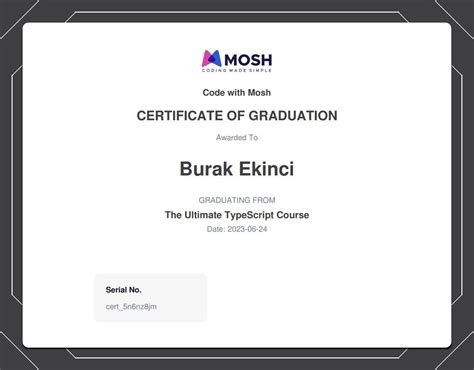 Burak Ekinci On Linkedin New Certificate The Ultimate Typescript Course Code With Mosh