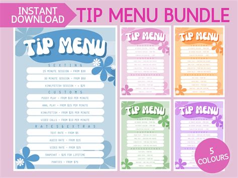 Easy To Edit Onlyfans Tip Menu Template For Fansly Adult Content Fan