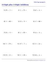 2 Digit Plus 1 Digit Addition Worksheets