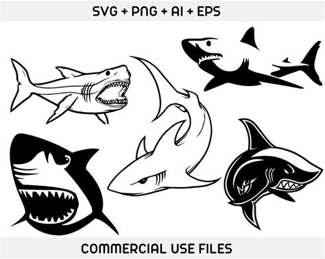Shark Svg Bundle Shark Fish Svg Shark Design Svg Animal Etsy