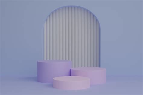 파란색 배경에 연단 3d 제품 전시 프리젠 테이션 추상적인 장면 배경입니다 보라색 원형 스탠드 최소한의 장면에 받침대 제품 기하학적 플랫폼 쇼 화장품 모형3d 렌더링 0명에
