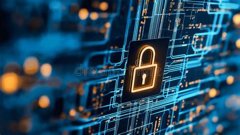 A Digital Lock Symbol In A Vibrant Blue Circuit Board Backdrop