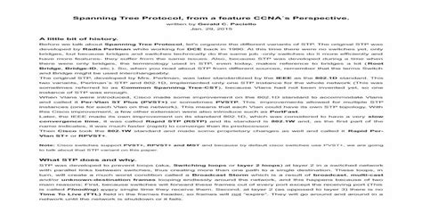 Spanning Tree Protocol From A Feature Ccna´s Perspective Filespanning Tree Protocol From A