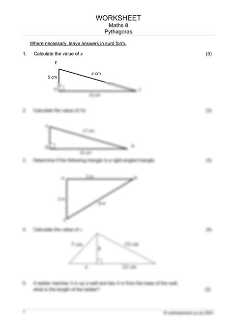 Solution Worksheet Pythagoras 1 Studypool