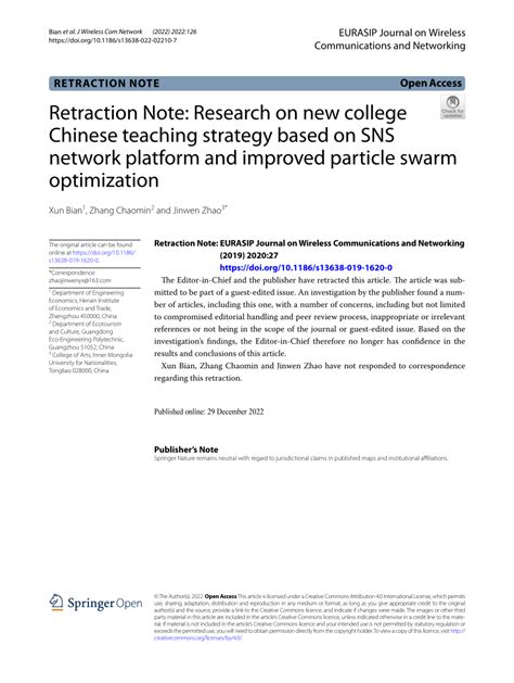 Pdf Retraction Note Research On New College Chinese Teaching Strategy Based On Sns Network