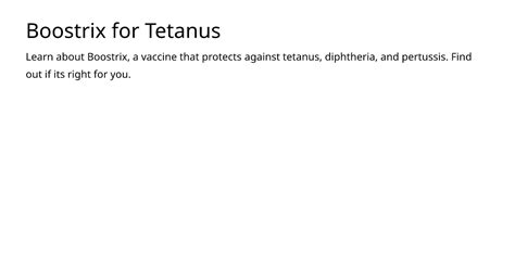 Boostrix For Tetanus Meds Is