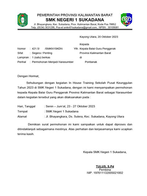 Surat Permohonan Narasumber Iht Pdf