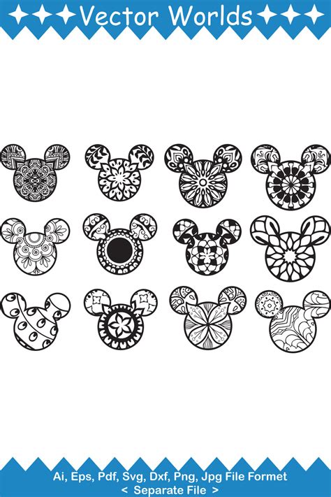 Mickey Mouse Ornament Svg Vector Design Masterbundles