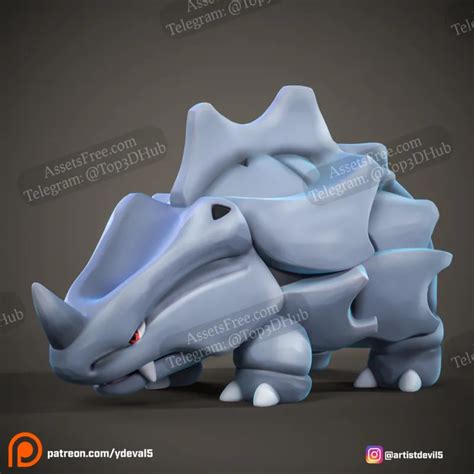 Drill Your Way To Victory 3d Print The Unstoppable Rhyhorn Free