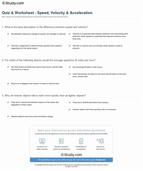 Acceleration Practice Problems Worksheet