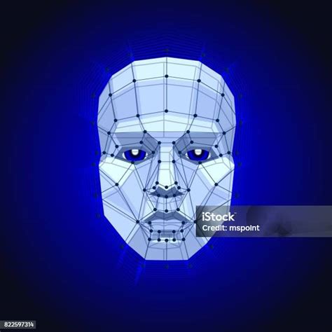 어둠에 다각형 인간의 얼굴입니다 미래의 개념 추상 3d 얼굴 모양으로 개념에 대한 스톡 벡터 아트 및 기타 이미지 개념