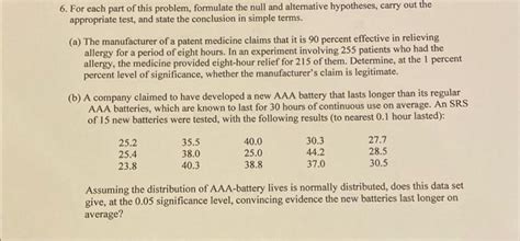 Solved 6 For Each Part Of This Problem Formulate The Null