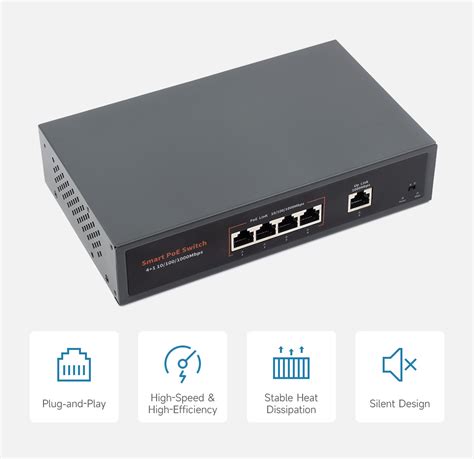 120w Gigabit Ethernet Poe Switch 4x Poe Ports Up To 30w Per Port