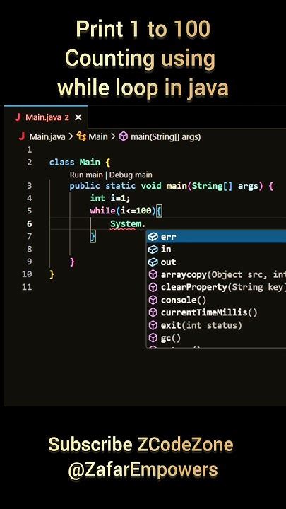 Print 1 To 100 Counting Using While Loop In Java Coding Susbcribe