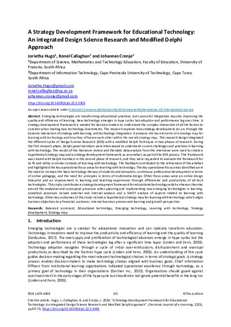 Pdf A Strategy Development Framework For Educational Technology An
