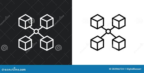 Connection Box Chart Outline Icon In White And Black Colors Connection Box Chart Flat Vector