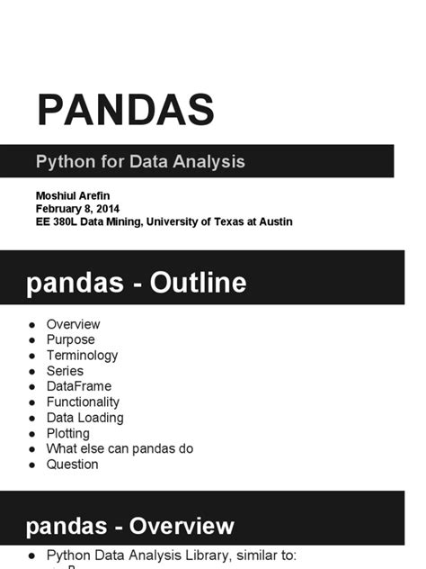 Research Paper Presentation Pandas Moshiul Arefin Pdf Database Index Python Programming