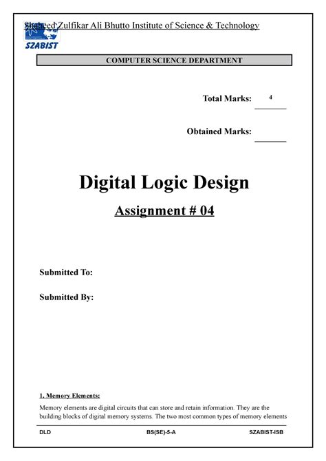 Dld A4 Assignment About Sequencial Programmable Logic Devices Computer Science Department