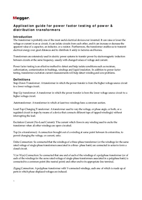 Pdf Application Guide For Power Factor Testing Of Power