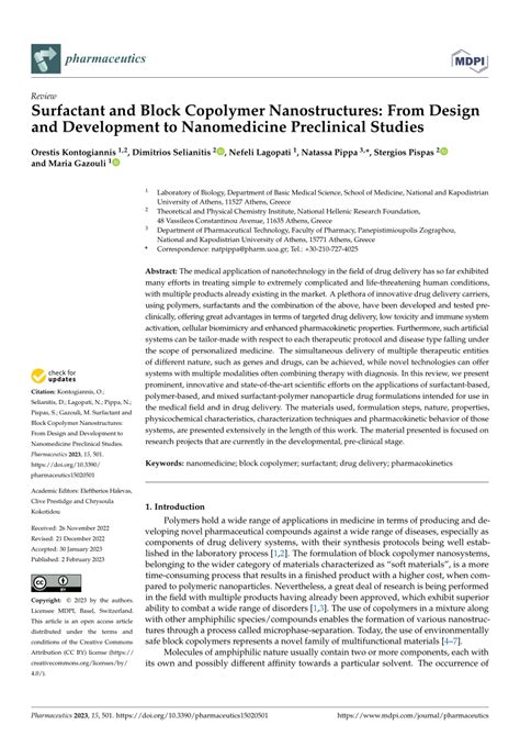 Pdf Surfactant And Block Copolymer Nanostructures From Design And