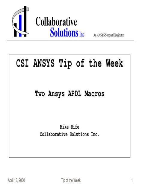 Week9 Apdl 2 Pdf Parameter Computer Programming Array Data