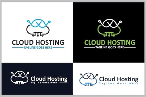 클라우드 및 호스팅 서비스 로고 디자인 템플릿 프리미엄 벡터