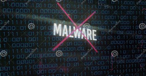 Binary Code With Malware Text Image Over Digital Background Stock Image