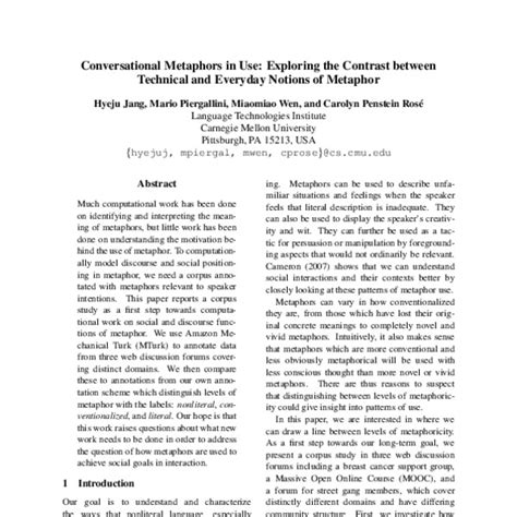 Conversational Metaphors In Use Exploring The Contrast Between