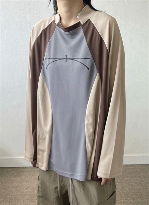 [unisex] 절개 배색 고프코어 오버핏 긴팔티 에이블리