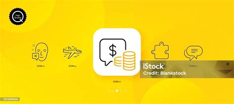 Text Message Airplane And Face Declined Minimal Line Icons For Web