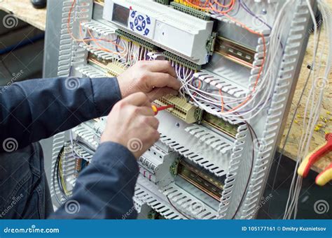 Technician Assembling Low Voltage Assembling Industrial Hvac Control