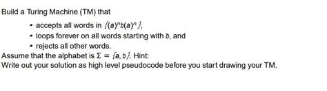 solved build a turing machine tm that accepts all words