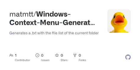 Github Matmttwindows Context Menu Generate List Of Files Generates