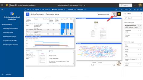 email marketing dashboard for microsoft power bi integration and app