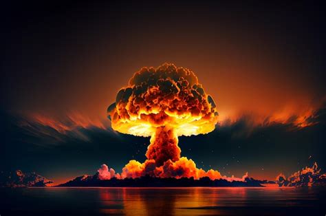 Premium Photo Nuclear Strike Explosion Generative Ai