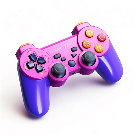 Premium Ai Image A Purple Controller With Yellow Buttons And A Pink