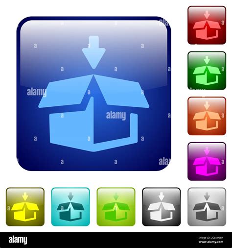 set of pack color glass rounded square buttons stock vector image and art alamy