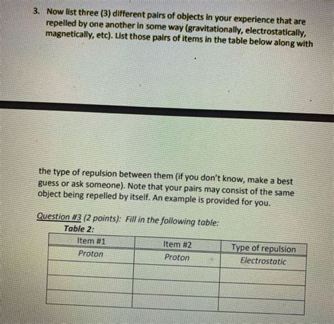 Solved 2 List Three 3 Different Pairs Of Objects In Your Chegg Com