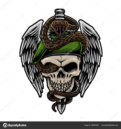Skull Army Snake Vector Illustration Stock Vector By Jerkslab