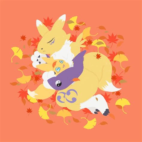 Renamon And Pokomon Digimon Drawn By Chidigikakamo Danbooru