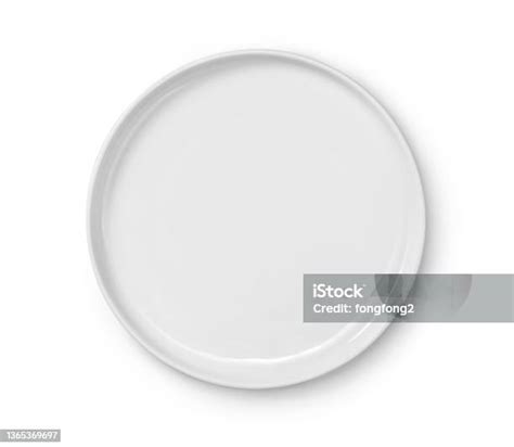 흰색 빈 플레이트는 클리핑 경로가 있는 흰색 배경에 격리되어 있습니다 바로 위에 대한 스톡 사진 및 기타 이미지 바로 위