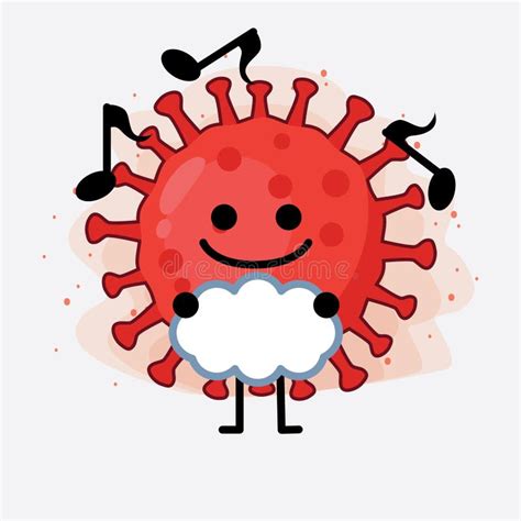 Virus Rosso Illustrazione Di Caratteri Carini Con Il Volto Semplice