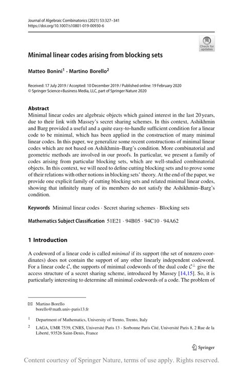 minimal linear codes arising from blocking sets request pdf