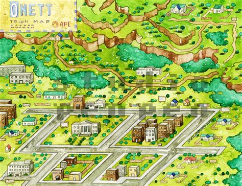 Onett Map Limited Edition Archival Watercolor Print Etsy