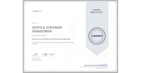 Saiyila Giridhar Narasimha On Linkedin Completion Certificate For Open