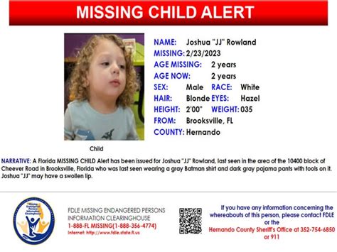Missing Joshua Jj Rowland Of Brooksville Florida Rjjrowland