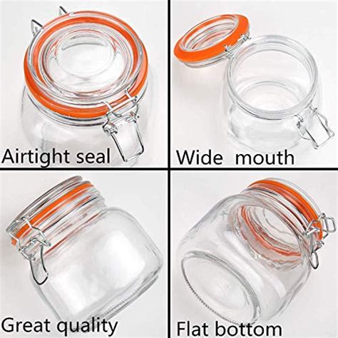 Encheng 25 Oz Glass Jars With Airtight Lids And Leak Proof Rubber Gask