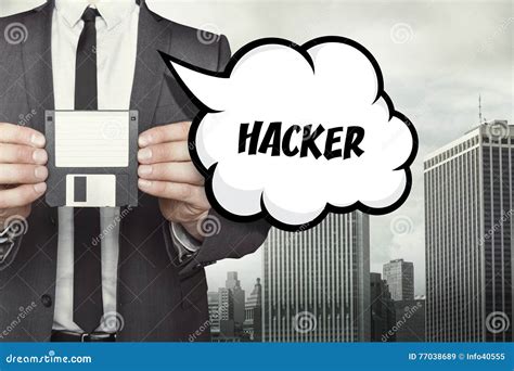 Hacker Text On Speech Bubble With Businessman Stock Illustration