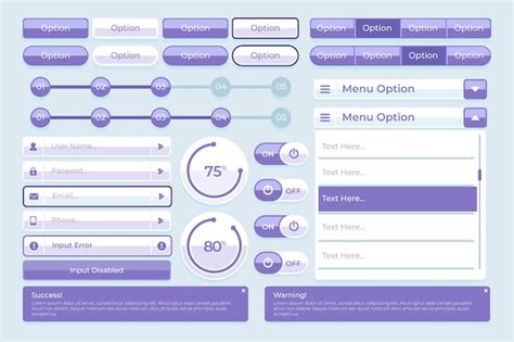 평면 디자인 Ui 키트 컬렉션 무료 벡터